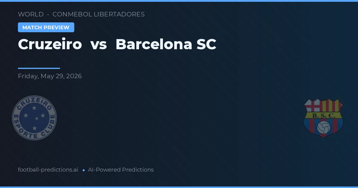 Cruzeiro vs Barcelona SC Prediction & Betting Tips | 29 May 2026
