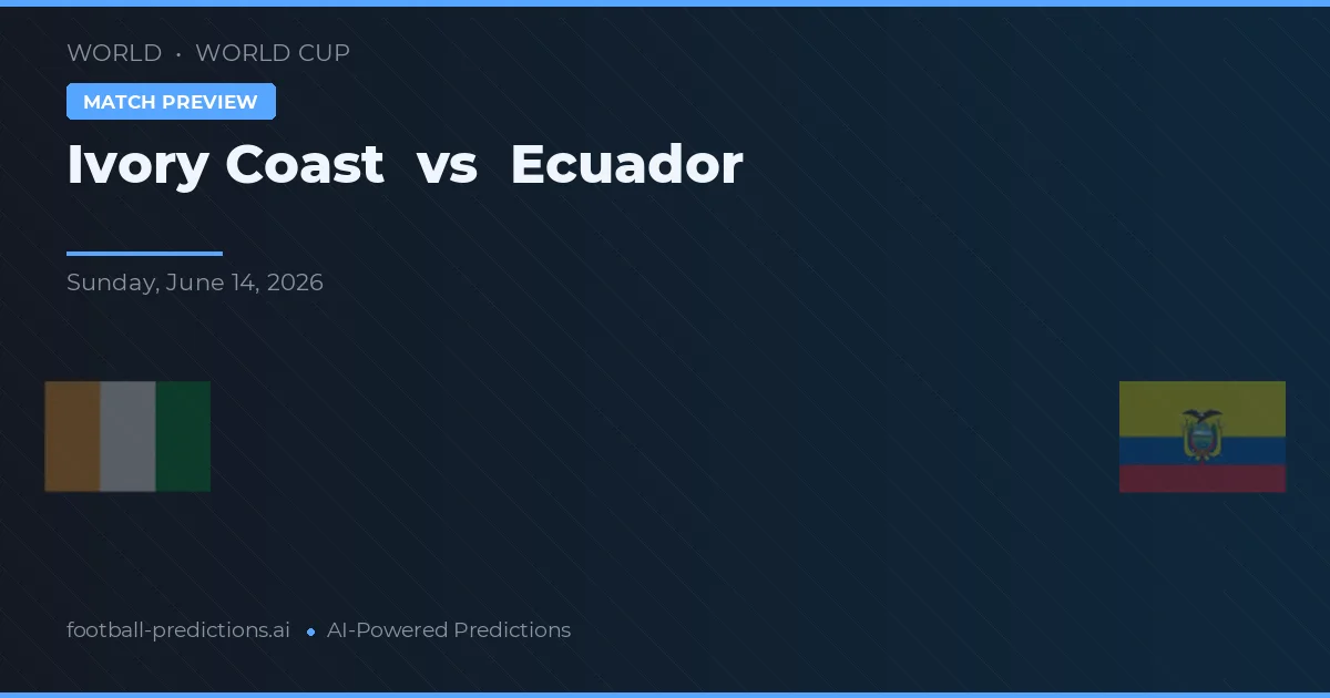 Ivory Coast vs Ecuador Prediction & Betting Tips | 15 Jun 2026