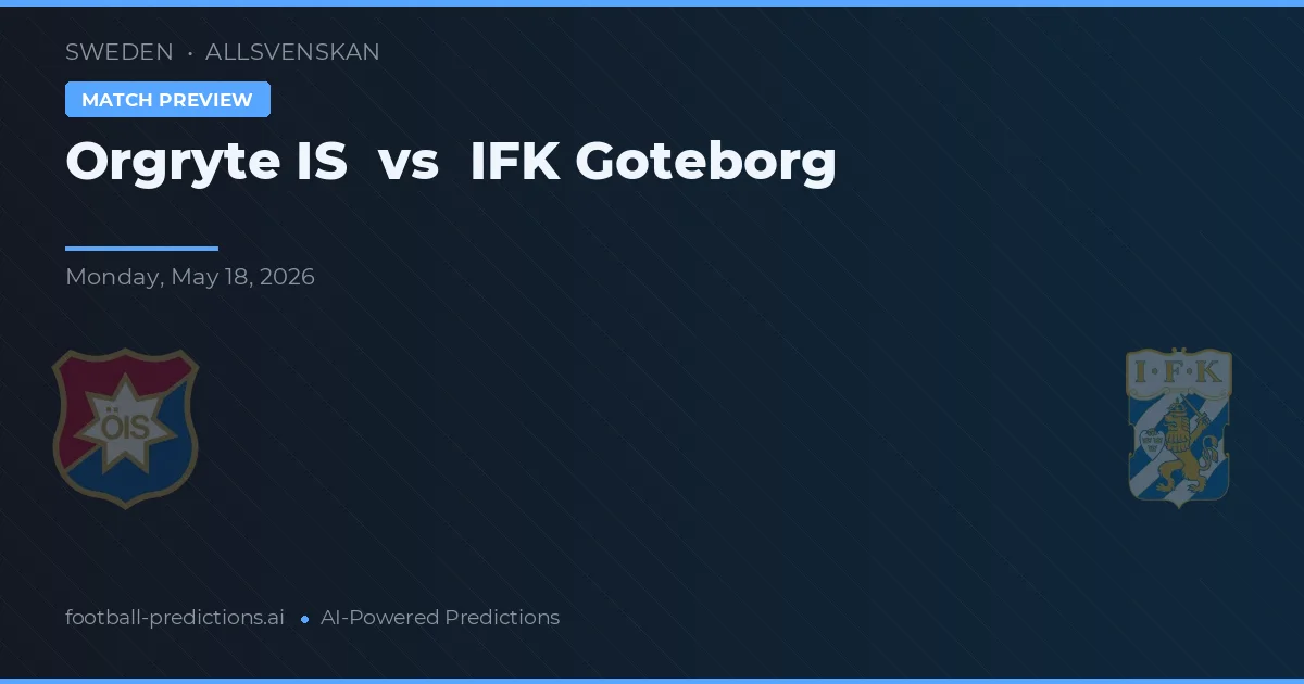 Orgryte IS vs IFK Goteborg Prediction & Betting Tips | 19 May 2026