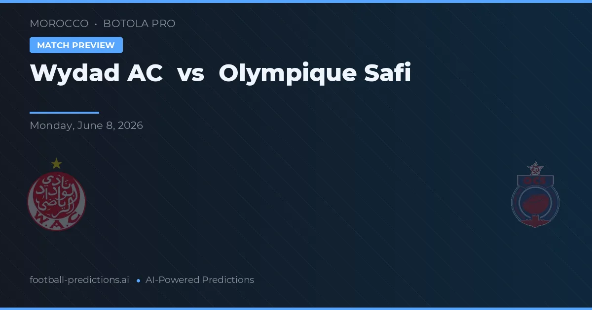 Wydad AC vs Olympique Safi Prediction & Betting Tips | 8 Jun 2026
